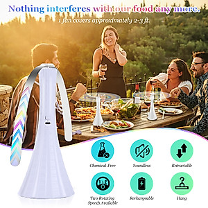 Fly Fans for Tables Rechargeable, 4 Pack Fly Fans, White