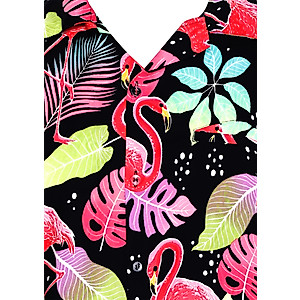 KING KAMEHA Funky Hawaiian Shirt, Shortsleeve, Funky Flamingos, Black, XL