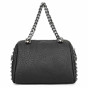 AlwaySky Women Gothic Handbag Rivet Purse Chain Satchels Shoulder Top-handle Crossbody Bag Black