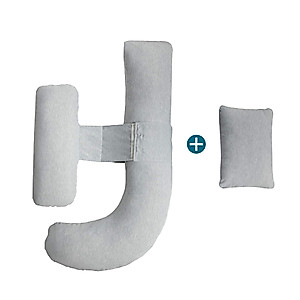 Bedsure Pregnancy Body Pillow,Maternity Pillow for Pregnant Women,H-Shaped Adjustable Pillow with Removable Washable Jersey Cover,Detachable Extension,Standard Size 51x27x7.8 Inches,Grey