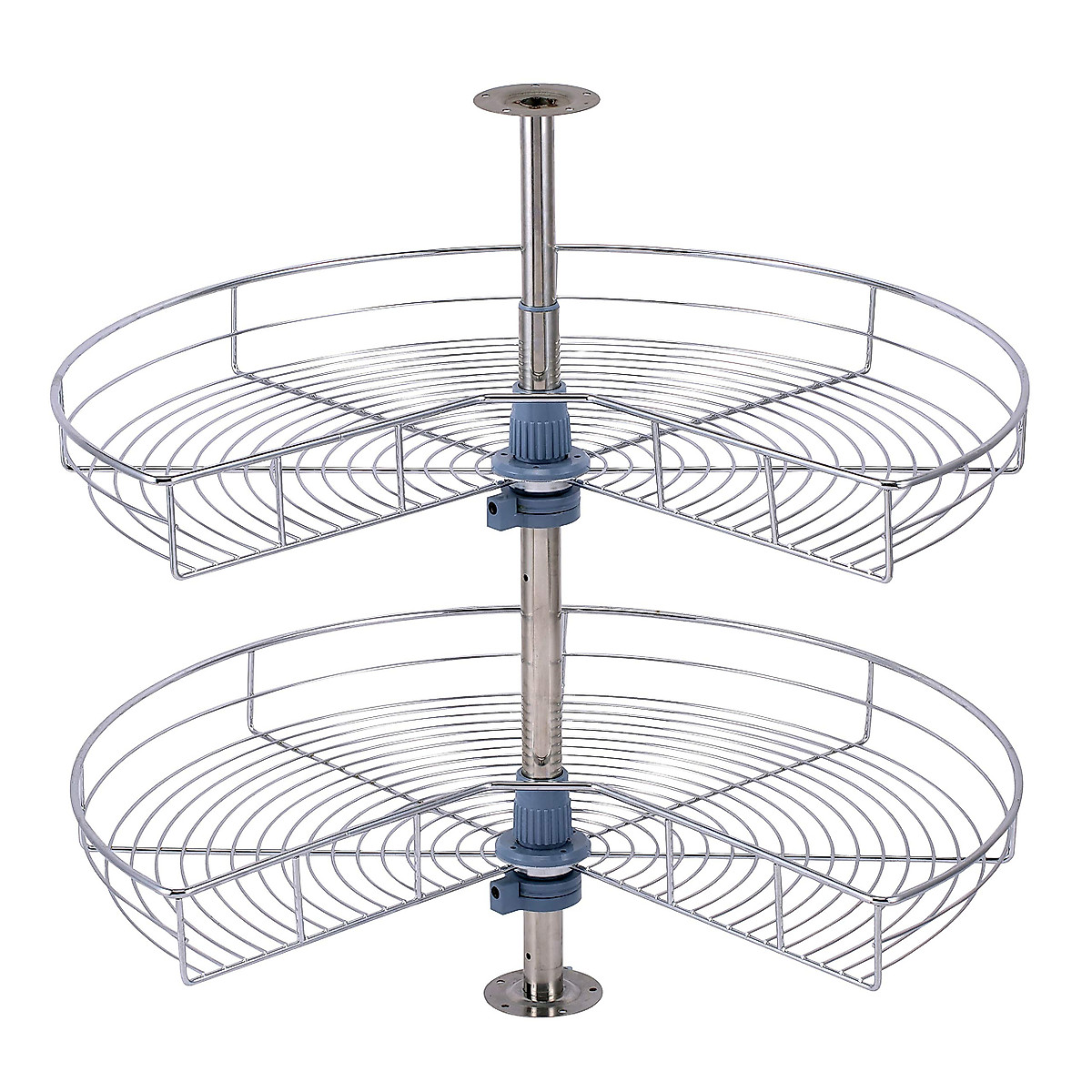 Dowell 28" Kidney Chrome 2-Shelf Lazy Susans Kitchen Base Cabinet Corner Organizer