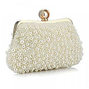 Women Pearl Clutch Purses Beaded Bag Evening Handbags for Wedding Party