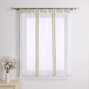 Joyswahl Balloon Shades Tab Top Sheer Window Curtain Balcony Bowknot Tie Up Voile Roman Shades, 1pc (Sand, W47 x L55 inch)