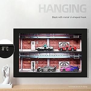 Sikivot Model car Display case 1/64 Scale,Simulation Garage Model,1:64 Wall-Mounted Band lamp Display Garage.