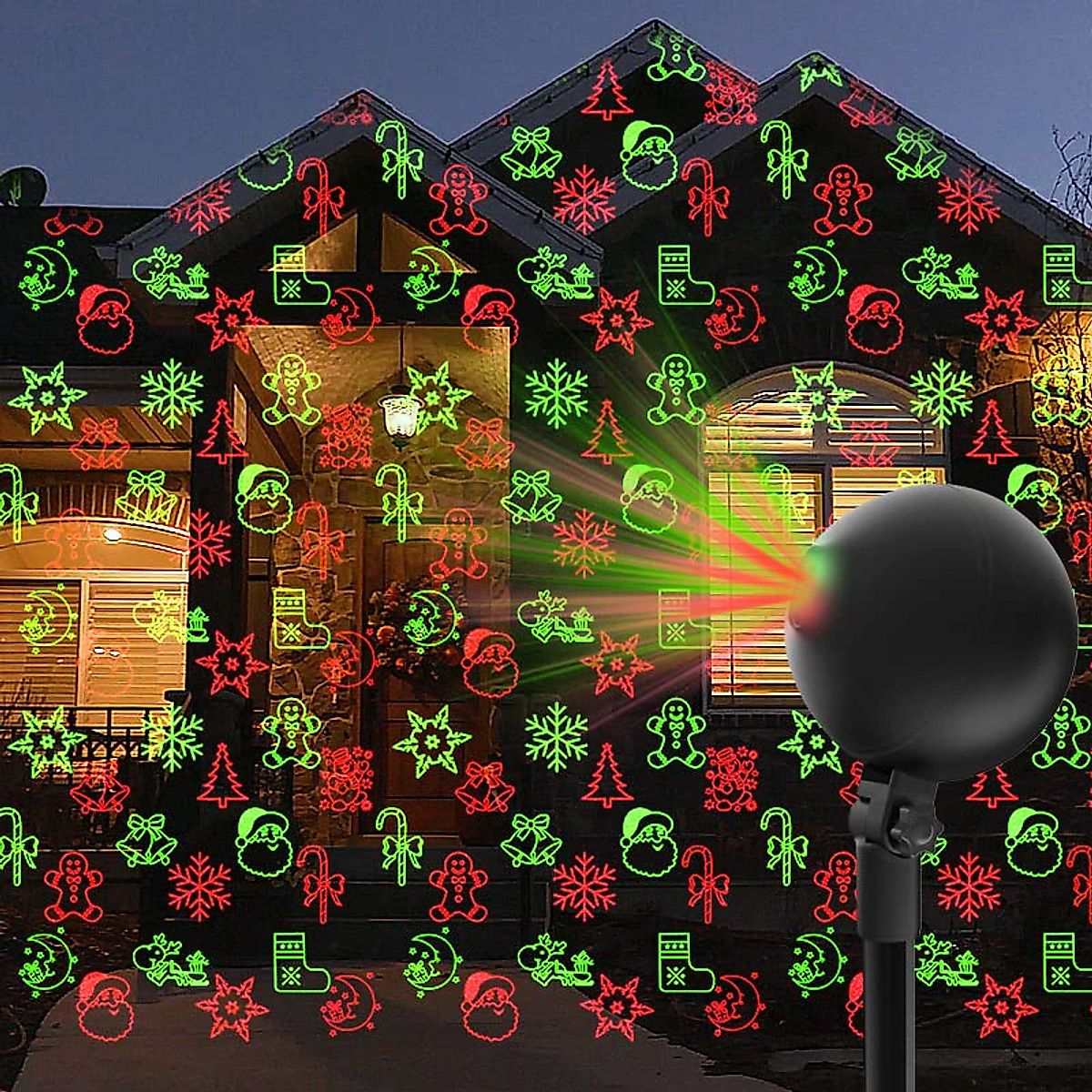 Christmas Lights Outdoor Laser Projector Waterproof Outside Xmas Projection Light Show Led Spotlight Display Lazer Landscape Lighting with Remote for Holiday Yard Garden Decorations