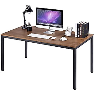 BIBOC 24X63 inches Computer Desk/Dining Table, Office Desk, Composite Wood Board Sturdy Writing Workstation for Home Office Walnut and Black Legs
