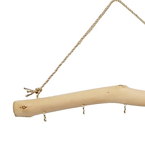 Fenteer 39cm Driftwood Branch Hook Wall Hanging Decor Easy to Use Solid Wood Wooden Hook Wall Mount Branch Hanger Rack for Headphone Key Hat, Bend