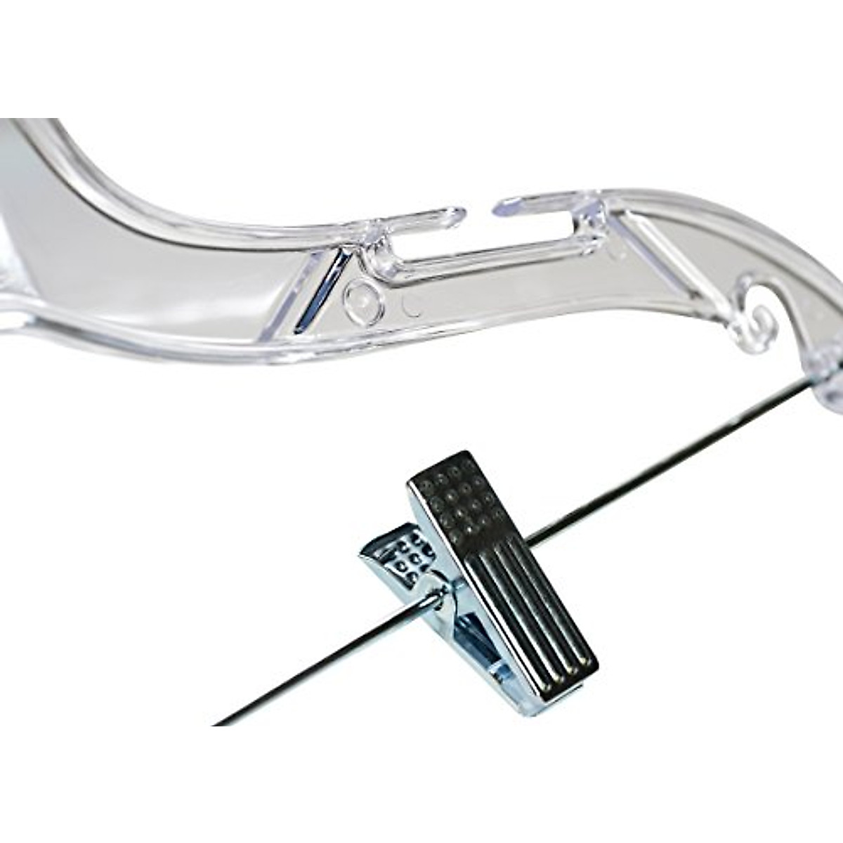 NAHANCO 500RCHU Plastic Suit Hanger with Metal Swivel Hook and Pinch Clips, Heavy Weight, 17", Clear (Pack of 25)