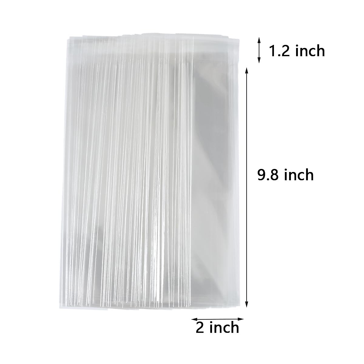 COOLAKE Pretzel Bags 2x9.8 Inch 200 Pcs, Clear Self Sealing Cellophane Bags, Pretzel Rods Individual Bags, Self Adhesive Sealing Treat Bags, for Chocolate, Bakery, Cookies,Candies