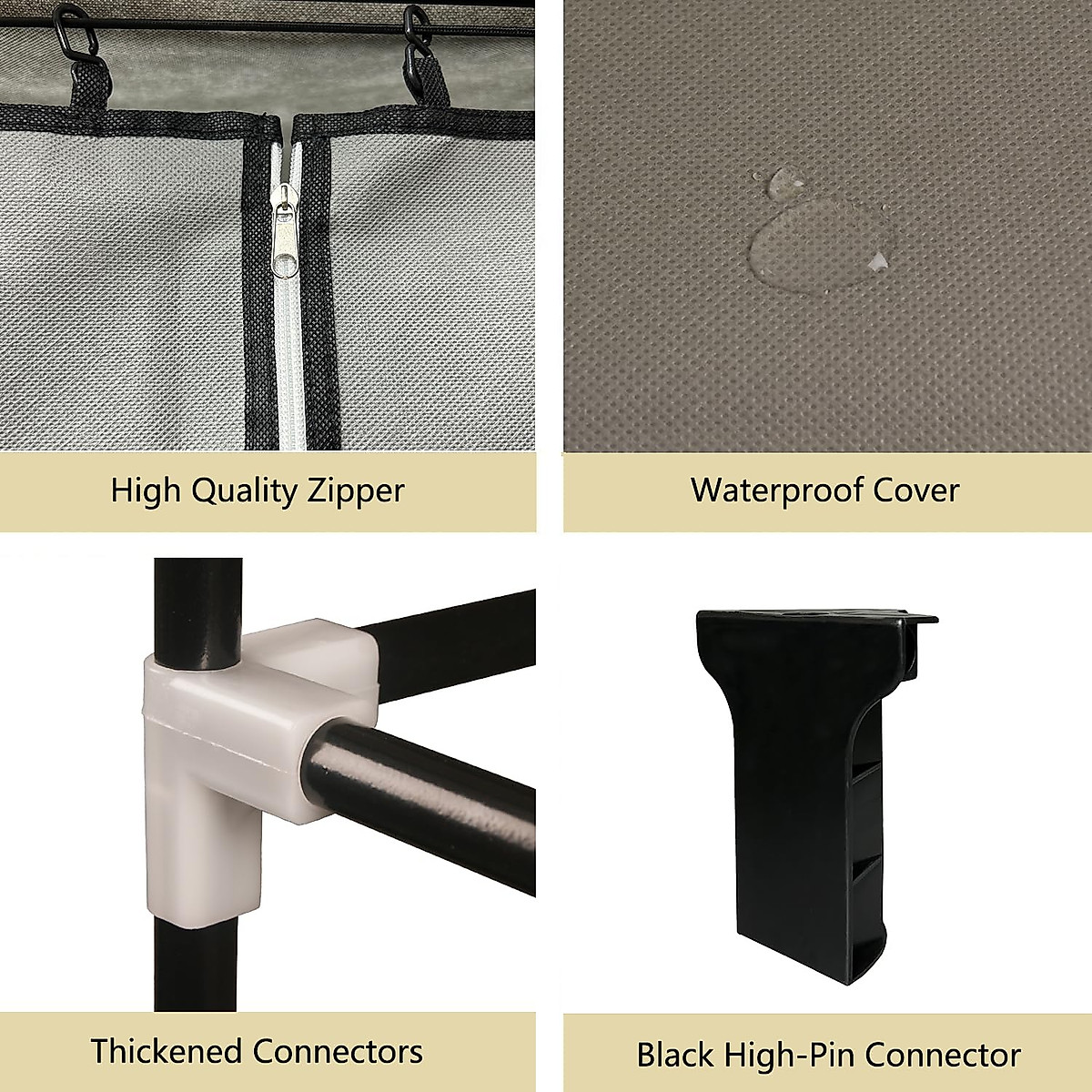 TKPKSELD Portable Closet Bedroom Wardrobe Storage with Non-Woven Fabric Cover, 8 Storage Organizer Shelves, 2 Hanging Rods for Hanging Clothes, Durable and Easy to Assemble, 69 x 49 x 17.7 Inches