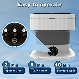 Portable Washing Machine, 13L Small Foldable Washer with Spin Dryer, Collapsible Mini lavadora Portatil, Compact Luandry Washer for Baby Clothes, Underwear, Socks, Travel Camping Dorm Apartments Gray