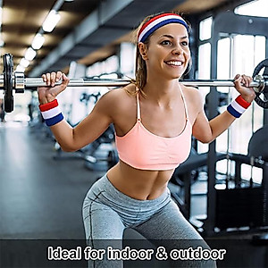 Favofit Sweat Band Headband Wristbands for Men - Head Wrist Sweatband Set for Women Kids Boys Girls - Ideal for Sports Athletics Event Workout Exercise Basketball Running Tennis Football