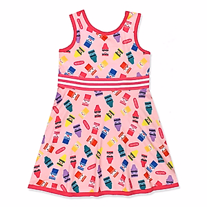 Crayola Crayon Toddler Girls Fit and Flare Ultra Soft Dress (3T, Pink)