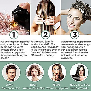 TSSPLUS Professional Black Herbal Hair Color Shampoo - Instant Gray Hair Coverage