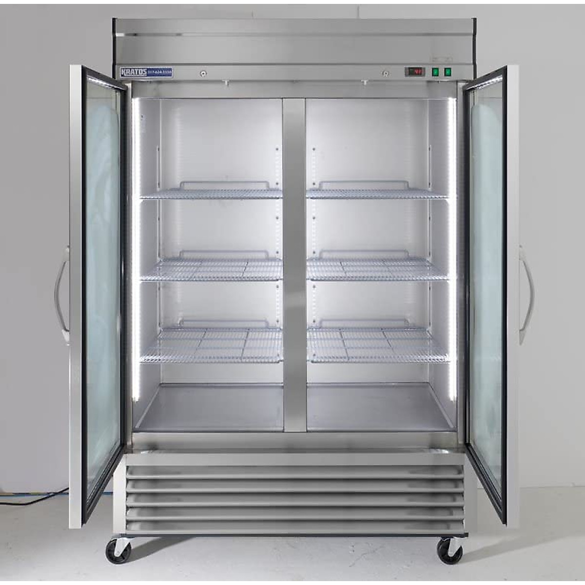 Kratos Commercial Refrigerator - 2 Glass Door Reach-in Dispaly Refrigerator, 54" W, 49 Cu Ft (69K-761)