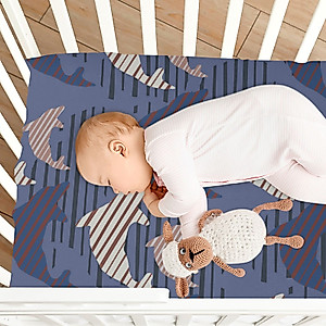 Fitted Crib Sheet for Boys Girls, Cute Dolphins Jersey Knit Baby Sheet for Standard Crib and Toddler Bed Mattresses, Cozy Soft Breathable, 28 x 52 in