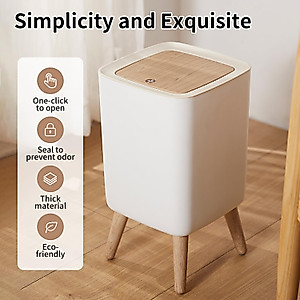 WanWanKa Mini White Plastic Trash Can, 2.6 Gallon Capacity, Slim Design, Anti-Odor, Easy to Clean, Suitable for Any Place