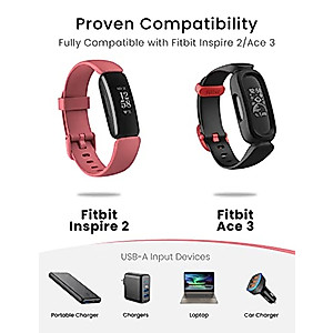 Sinoacc Charger for Fitbit Inspire 2 Ace 3 3.3Ft Fast Charging Replacement Fitbit Charger for Inspire 2 Ace 3 USB Charging Cable Dock Stand (Not for Fitbit Inspire 3)