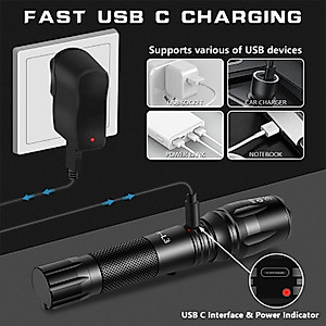 PHIXTON Flashlights LED High Lumens 2 Pack, Bright 3000 Lumen Handheld Flash Lights, Powerful Small Flashlight, Adjustable, Waterproof, for Gift Survival Emergency Camping Hiking Gear