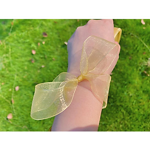 BEAUTOPE 1 Inch 50 Yards Sheer Organza Ribbon Chiffon Ribbon for Gift Wrapping Wedding Bouquet Crafts (Gold)