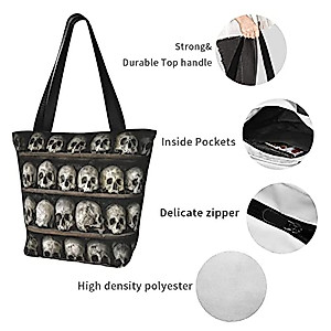 Skulls Head Bones Death Skull Women's Shoulder Handbag Portable Tote Bag Storage Handle Bag