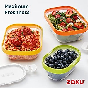 ZOKU - Nested Food Storage Containers with Freezer Pack, Leak Proof with Airtight Lids, for Sandwiches, Lunches, Leftovers and more, Easy to Clean, Reusable, BPA Free (Neat Stack) (11 Piece)