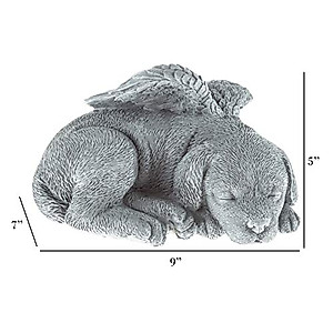 Pure Garden Sculpture Pet Memorial Statue, Sleeping Angel Dog