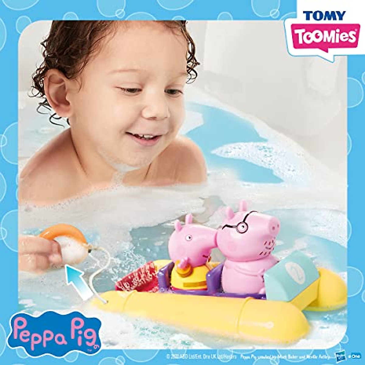 TOMY Toomies Peppa Pig Bath Toys — Peppa’s Boat Adventure Bath Toy Set — Includes Two Boats and 5 Peppa Pig Toy Figures — Baby and Toddler Bath Toys for 18 Months and Up