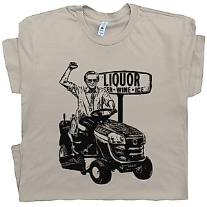 L - Vintage Country Music T Shirt Outlaw Country Tee Men Women Concert Redneck Riding Lawnmower Liquor Store Tan