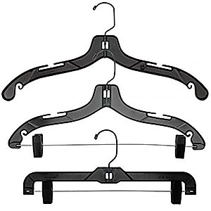 NAHANCO 2505BHHUSK Economy Plastic Clothes Hanger Kit - Black with Black Hook (Pack of 81)