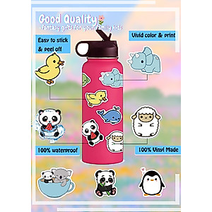 100pcs Cute Animal Stickers for Water Bottle， Waterproof Vinyl Kawaii Stickers for Laptop Phone Skateboard, Cute Animal Decals Christmas Gifts for Kids Teens Girls Boys