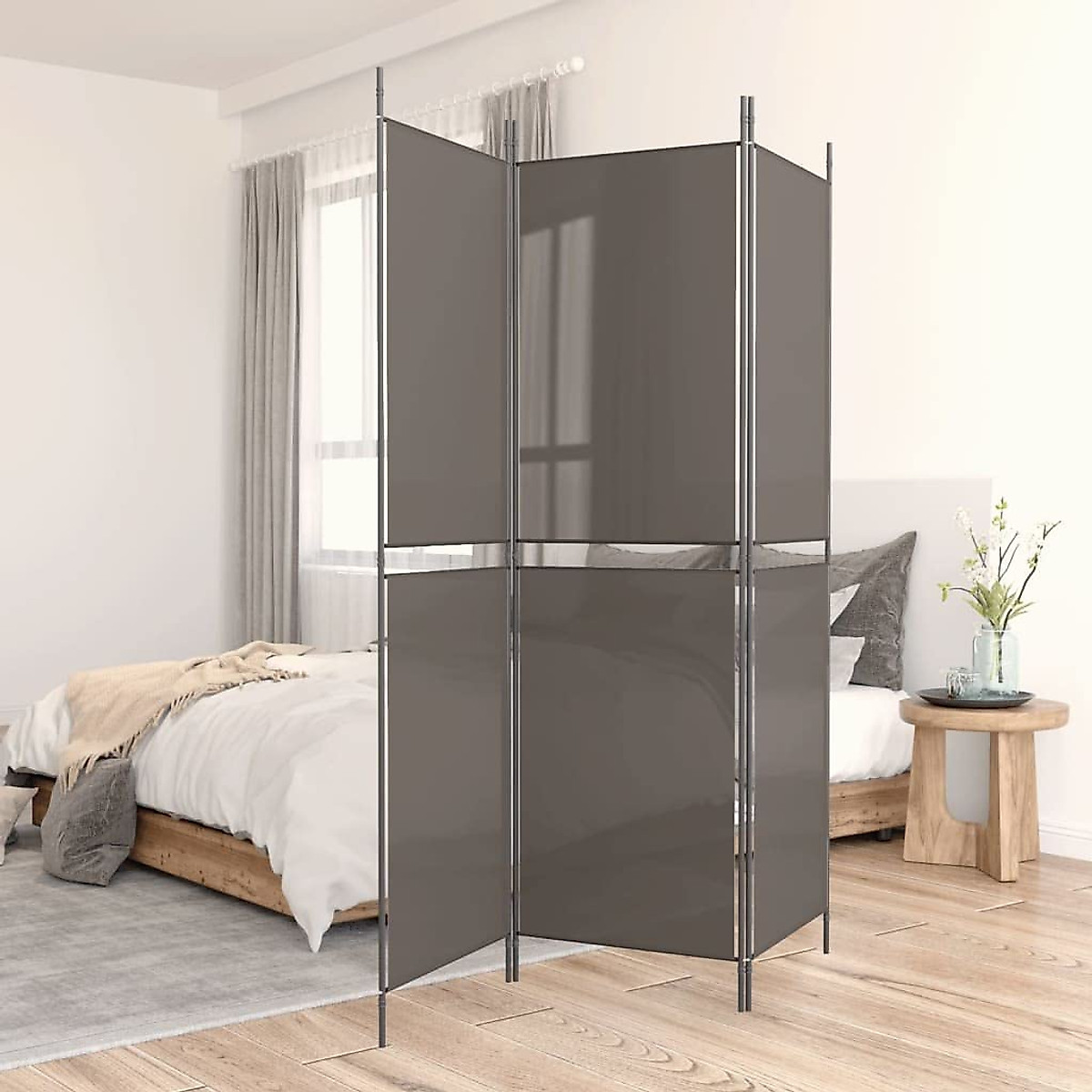 GOLINPEILO 3-Panel Room Divider, Folding Partition Privacy Screens, Freestanding Fabric Room Panel, Portable Folding Room Divider Wall for Office, Room,Restaurant, Anthracite 59.1"x70.9", -4491