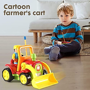 LOVE LIFE Cartoon RC Construction Car with Lights and Music Electric Radio Control Toy Remote Control Car for Babies Kids Toddlers Boys Girls