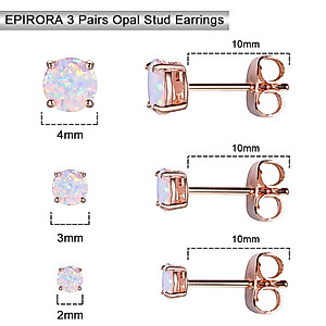 EPIRORA Sterling Silver Opal Stud Earrings for Women- Rose Gold Plated Opal Earrings Hypoallergenic Small Birthstone Earrings