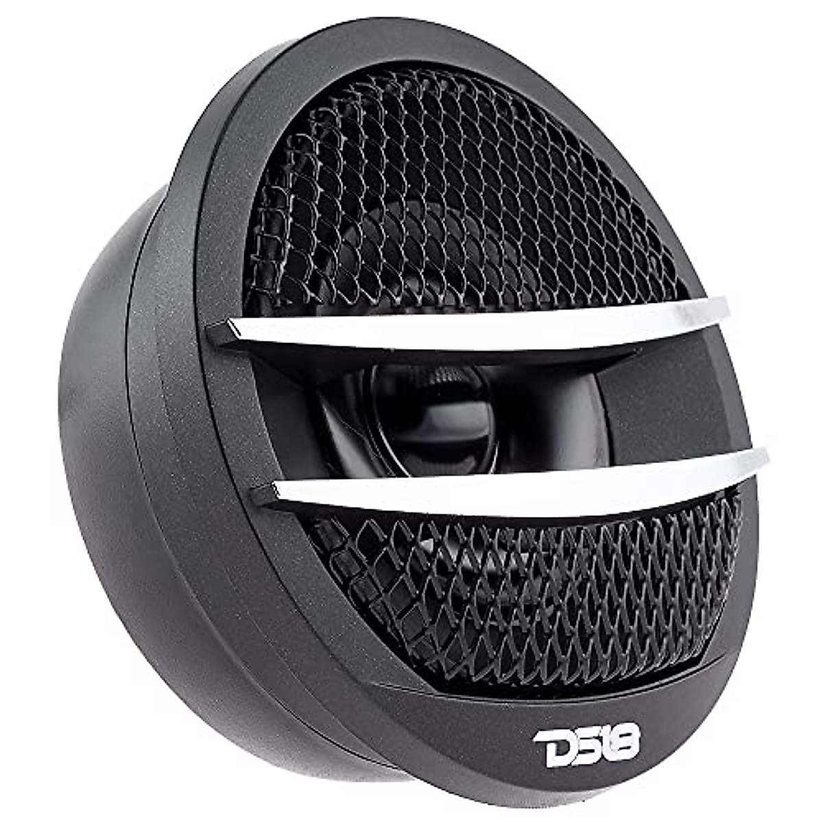 DS18 TX1S Tweeter X1 1.38-inch 200 Watts Max Pei Dome Ferrite Tweeters with Mounting Kit Angle, Flush, & Surface - Set of 2 (Black/Silver)