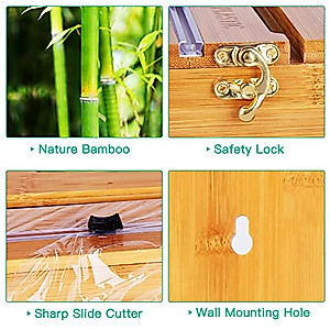 Foil and Plastic Wrap Organizer with Ziplock Bag Storage Organizer for Kitchen Drawer,Bamboo Wood Foil Dispenser with Cutter, Food Bag Holders for Sandwich, Snack, Gallon, Quart Bags