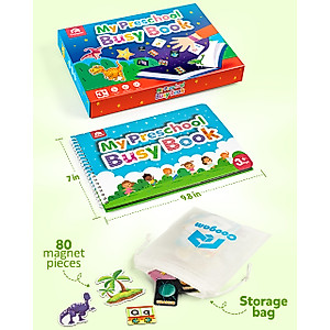 Coogam Preschool Magnetic Busy Book, 9 Themed Stickers Toys Fine Motor Skills Learning Binder Quiet Book Montessori Toys for Kids Toddlers Home Kindergarten