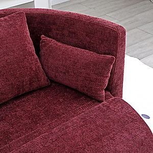 HanStrong Sleeper Sofa Bed, Foldable Floor Couch Adjustable Futon Sofa Chair Bed, Multi-functiona Round Lazy Sofa for Balcony Living Room Apartment Bedroom, Burgundy