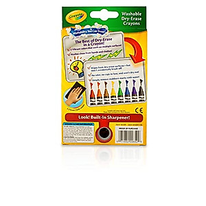 Crayola Washable Dry Erase Crayons (8ct), Includes Eraser Mitt & Sharpener, Classroom Supplies for Teachers