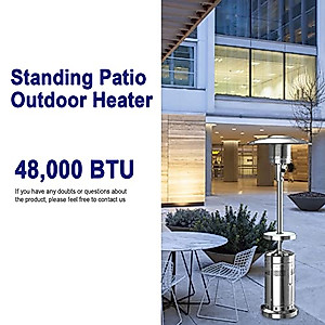 PIONOUS 7 Set of Powerful Silver 48,000 BTU Patio Heater for Garden, Pool, Cruise, Outdoor, Deck, Fishing, with Wheels and LED Table
