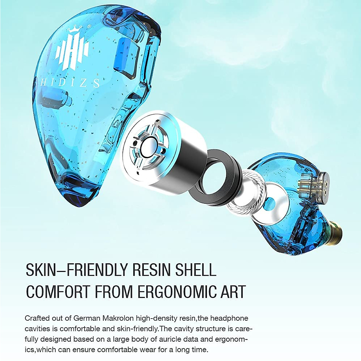 Hidizs MS1-Rainbow in-Ear Monitors Headphones, Hi Res IEMs Earphones with Detachable Cable, Polymer Diaphragm HiFi Bass Noise Cancelling Sports Headphones for Android Smartphones/Audio Players (Red)