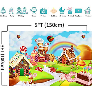 Candyland Backdrop Gingerbread Party Banner Decorations Candy Land Background, Kids Baby Shower Birthday Decorations Photography Photo Booth Props Sweet Party Supplies