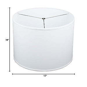 FenchelShades.com 18" Top Diameter x 18" Bottom Diameter 13" Height Cylinder Drum Lampshade USA Made (Linen White)