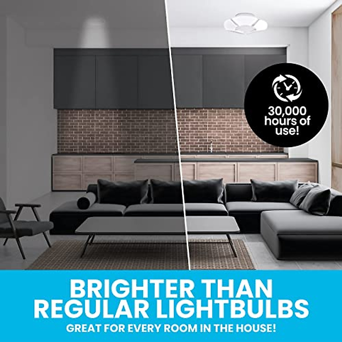 Bell+Howell Hex Bulb E26 LED Garage Light 6 Panel Deformable Shop Light Ceiling Light High-Intensity Lighting with 144 LED Bulbs for Attic, Basements, Office, Garage Lights