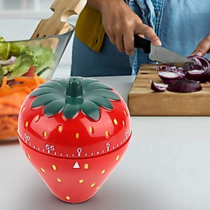 Maxmartt Kitchen Timer Strawberry Shaped Wind Up 60 Minutes Manual Countdown Mechanical Time Reminder No Batteries Loud Ring Cute Strawberry Timer for Kitchen Classroom Home Cooking and Study