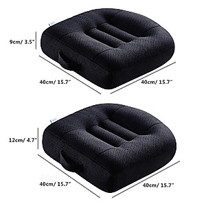 Car Seat Cushion, Office Chair Booster Seat Booster Cushion, Breathable Mesh Portable Car Booster Seat for Short Drivers Extra Thick Seat Cushion for Car Office,Home, 40x40x12cm Black