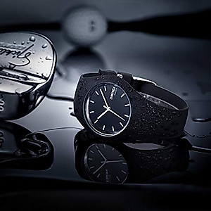 Gosasa Casual Simple Style Silicone Strap Women Sports Watches 30M Waterproof (Black Red Hands)