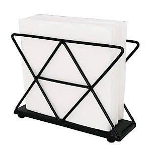 OwlGift Black Modern Geometric Triangle Metal Wire Upright Napkin Holder