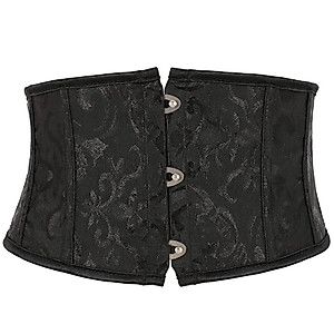 Floral Corset Waist Belt for Women,Lace up Waist Belt Wide Waistband Obi Tied Waspie Belt for Wedding Halloween 1.black