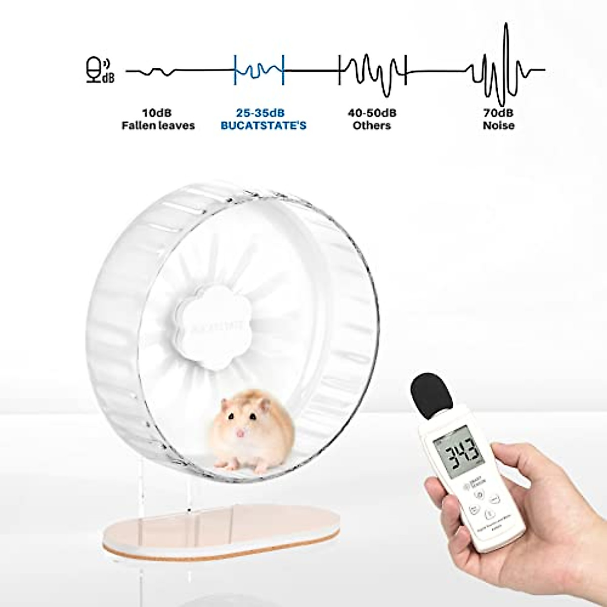 Bucatstate Hamster Exercise Wheel Super-Silent with Adjustable Base Dual-Bearing Cage Accessories Quiet Spinning Running Wheel for Dwarf Syrian Hamster Gerbils and Other Small Animals